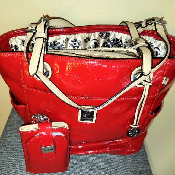 Grace Adele | Bags | Grace Adele Red Sarah Patent Tote Bag W Matching Phone Case | Poshmark